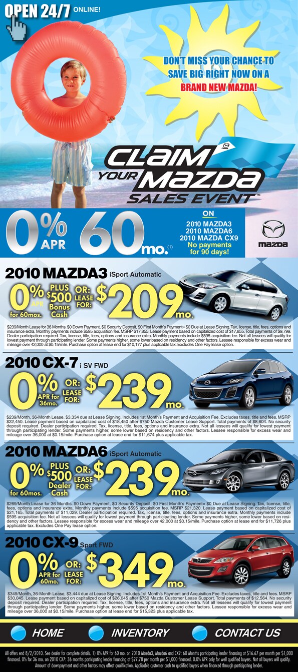 Mazda Sales Event Claim Your Mazda Summer 2010 New Mazda Cars Springfield