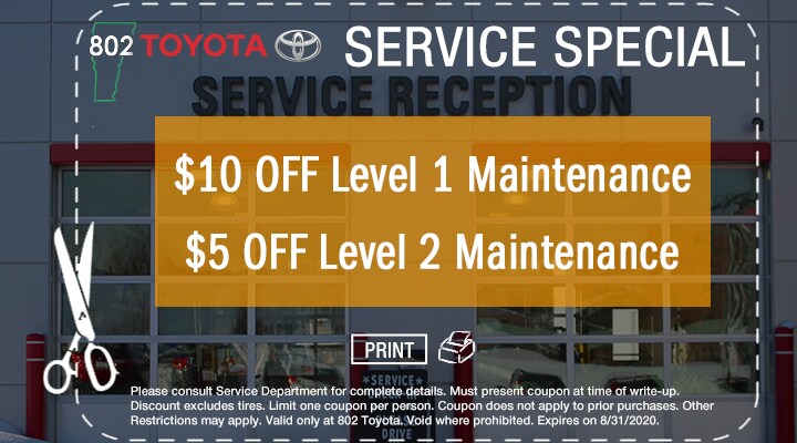Toyota Service and Parts Coupons | 802 Toyota