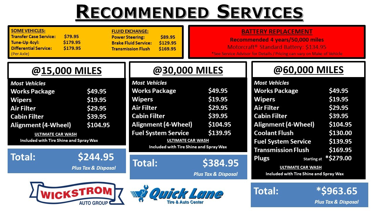 Recommended Services and Pricing | Wickstrom Auto Group